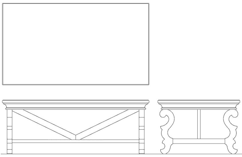 SCROLL LEG RECTANGULAR COFFEE TABLE - FOUNTAIN
